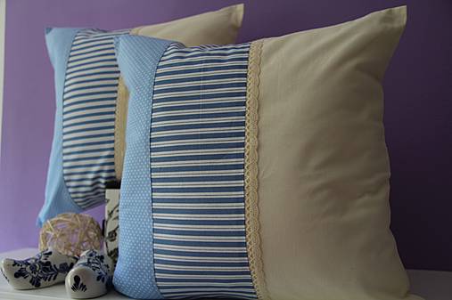 Prehoz, vankúš patchwork vzor slabo modrá, obliečka na vankúš 40x40 cm ...