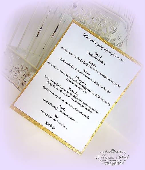 Slávnostné prvoprijímajúce menu / MagicArt - SAShE.sk