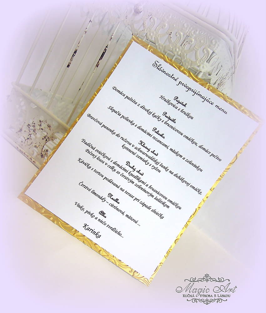Slávnostné prvoprijímajúce menu / MagicArt - SAShE.sk