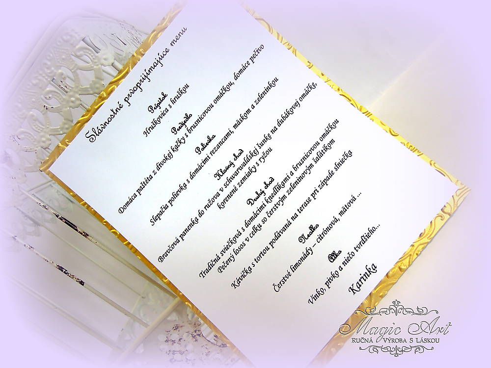 Slávnostné prvoprijímajúce menu / MagicArt - SAShE.sk