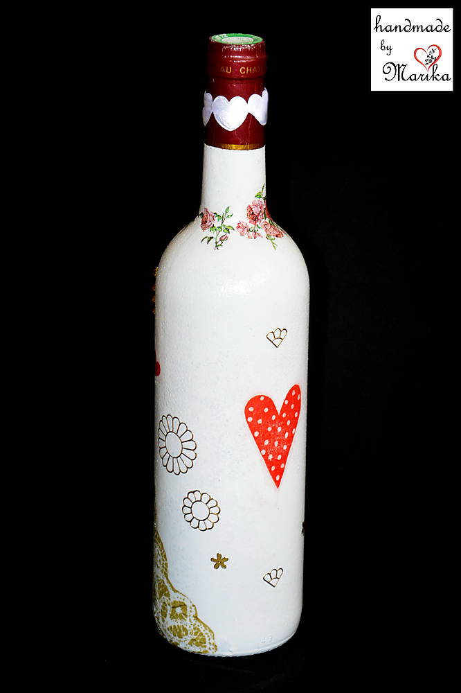 Svadobná fľaša vína na blahoželanie mladomanželom / handmadeByMarika ...