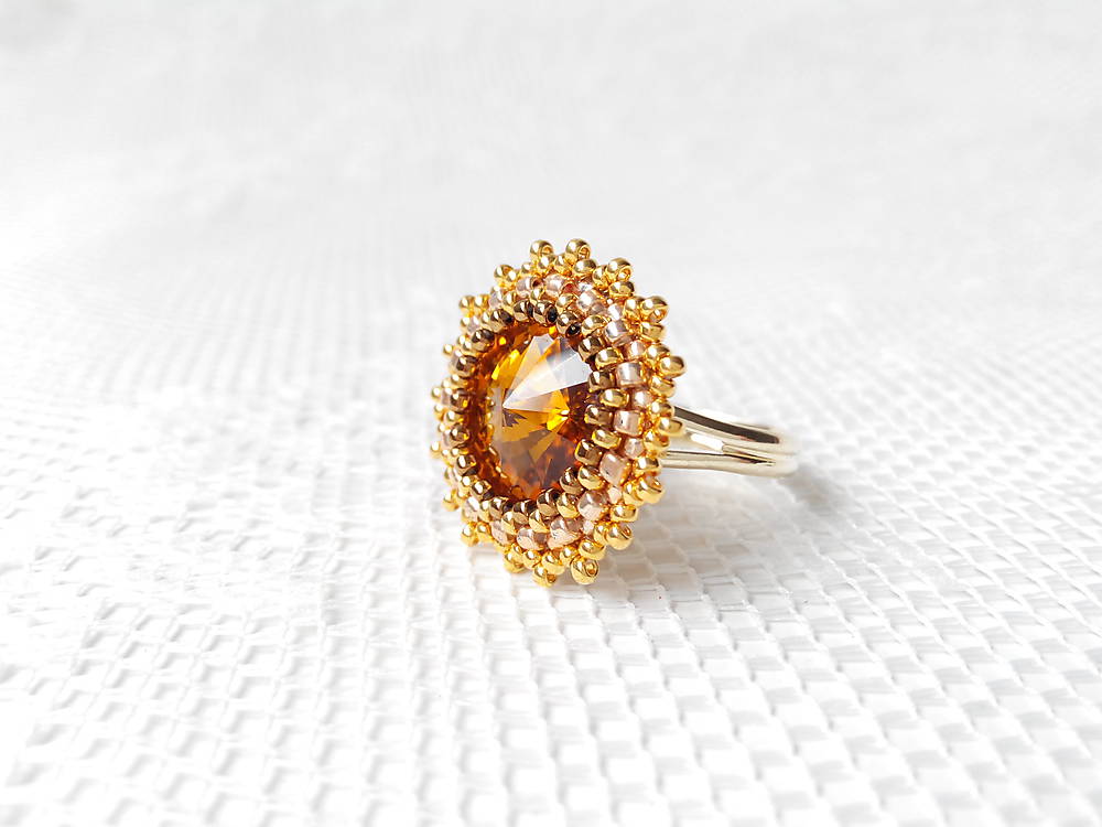 Sunflower ring (Swarovski crystal / 24k ring) / BonBonBijoux - SAShE.sk ...