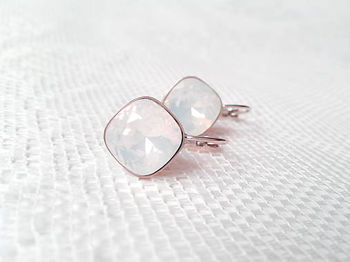 White opal earrings (Rhodium earrings / Swarovski crystal ...