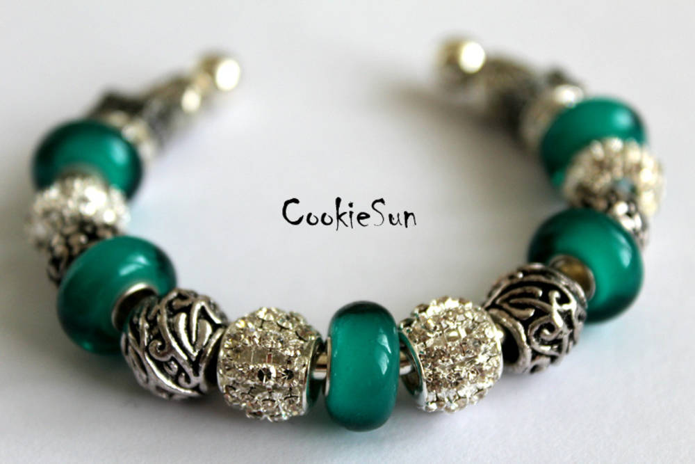 Náramok Pandora Emerald&Silver... / CookieSun - SAShE.sk