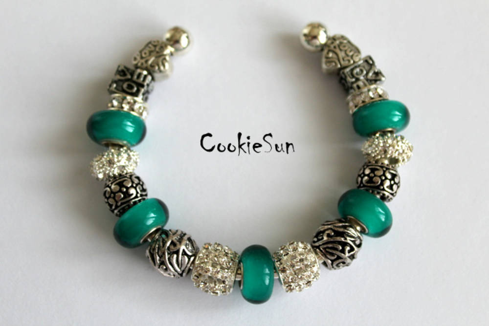 Náramok Pandora Emerald&Silver... / CookieSun - SAShE.sk