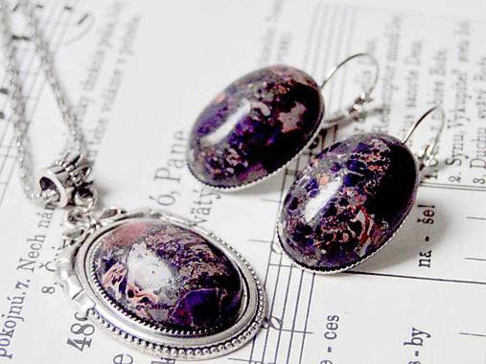 Violet Variscite & Pyrite Necklace / LaWande - SAShE.sk