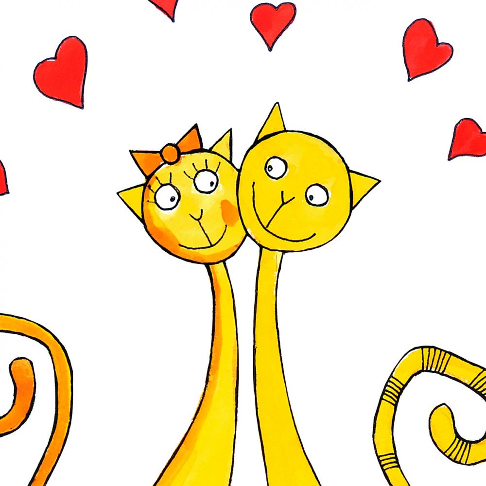 Zamilované mačky veselý obrázok detský / Fausova - SAShE.sk